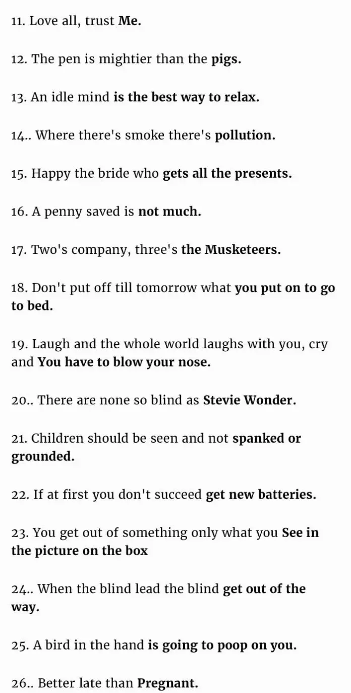 Children Fill In The Blanks To Famous Proverbs With Most Hilarious ...